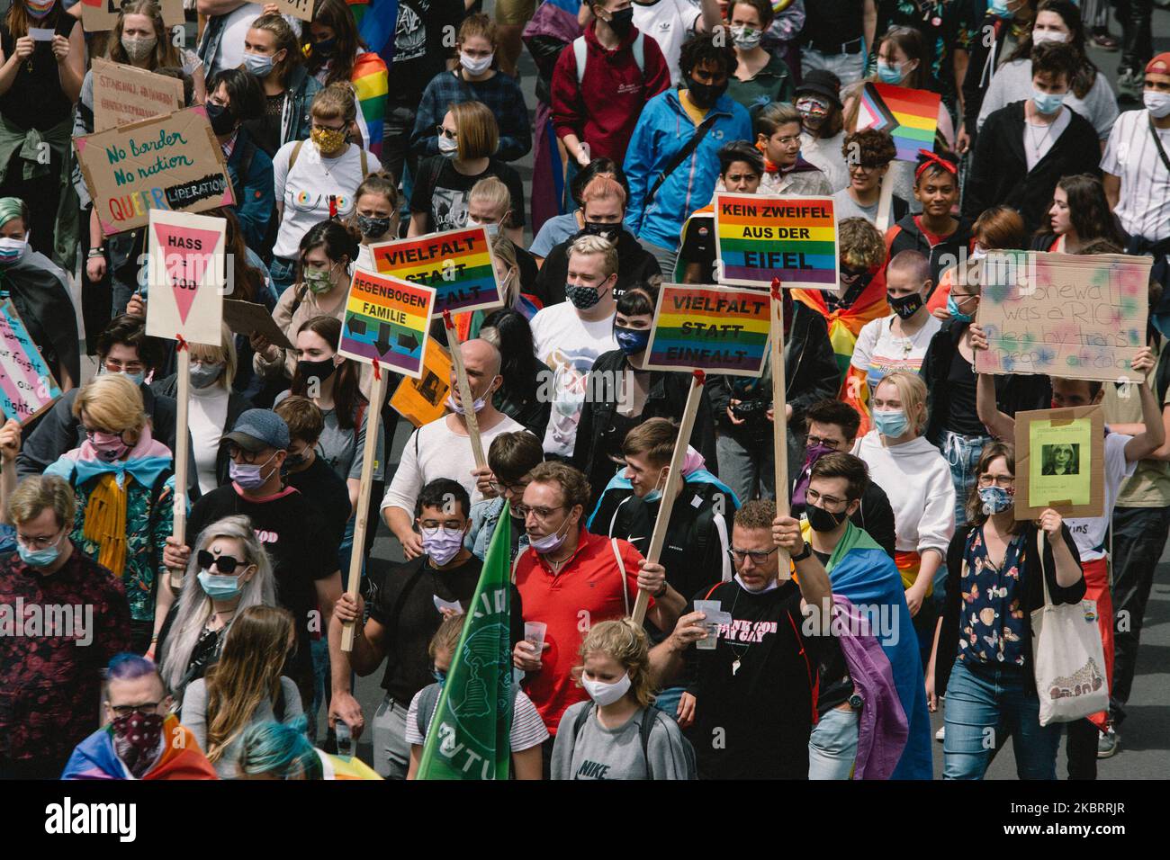 Participants of the ''Pride demo in Cologne'' parade through the city ...