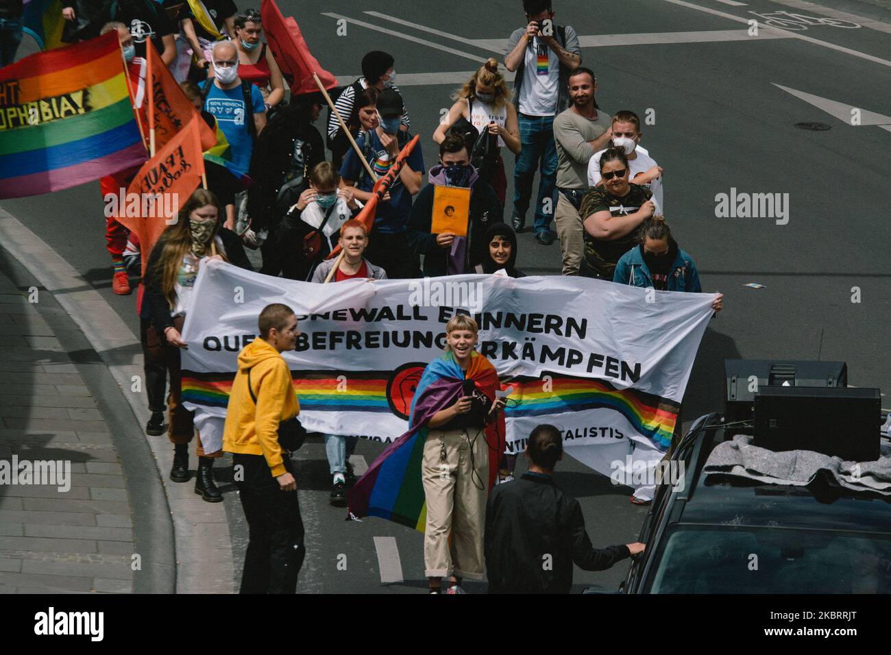 Participants of the ''Pride demo in Cologne'' parade through the city ...