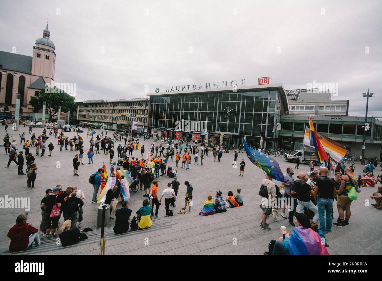 Participants of the ''Pride demo in Cologne'' parade through the city ...