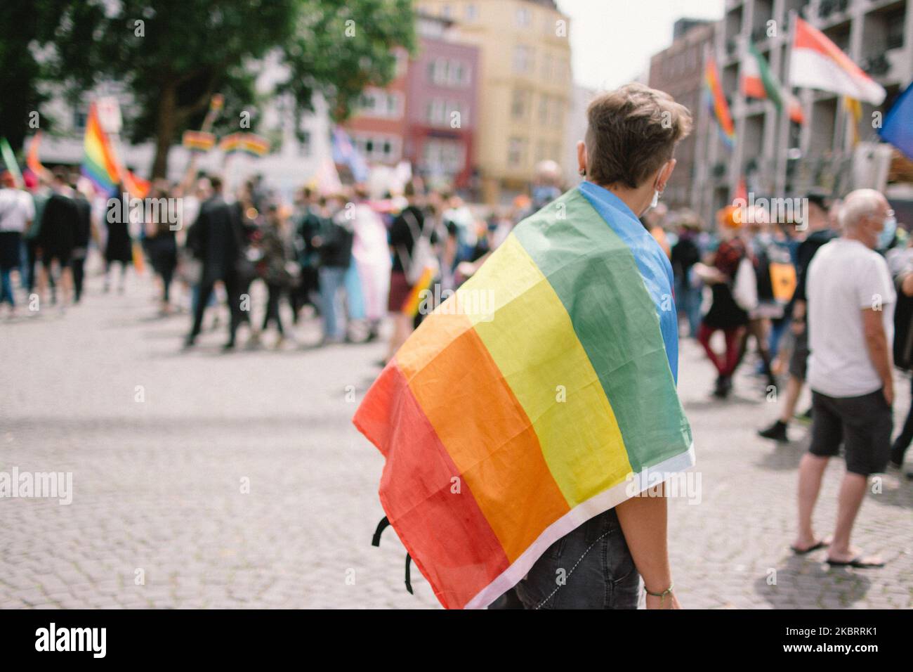 Participants of the ''Pride demo in Cologne'' parade through the city ...