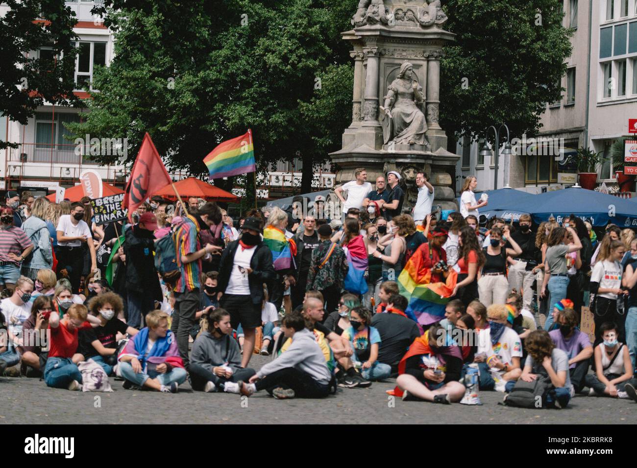 Participants of the ''Pride demo in Cologne'' parade through the city ...