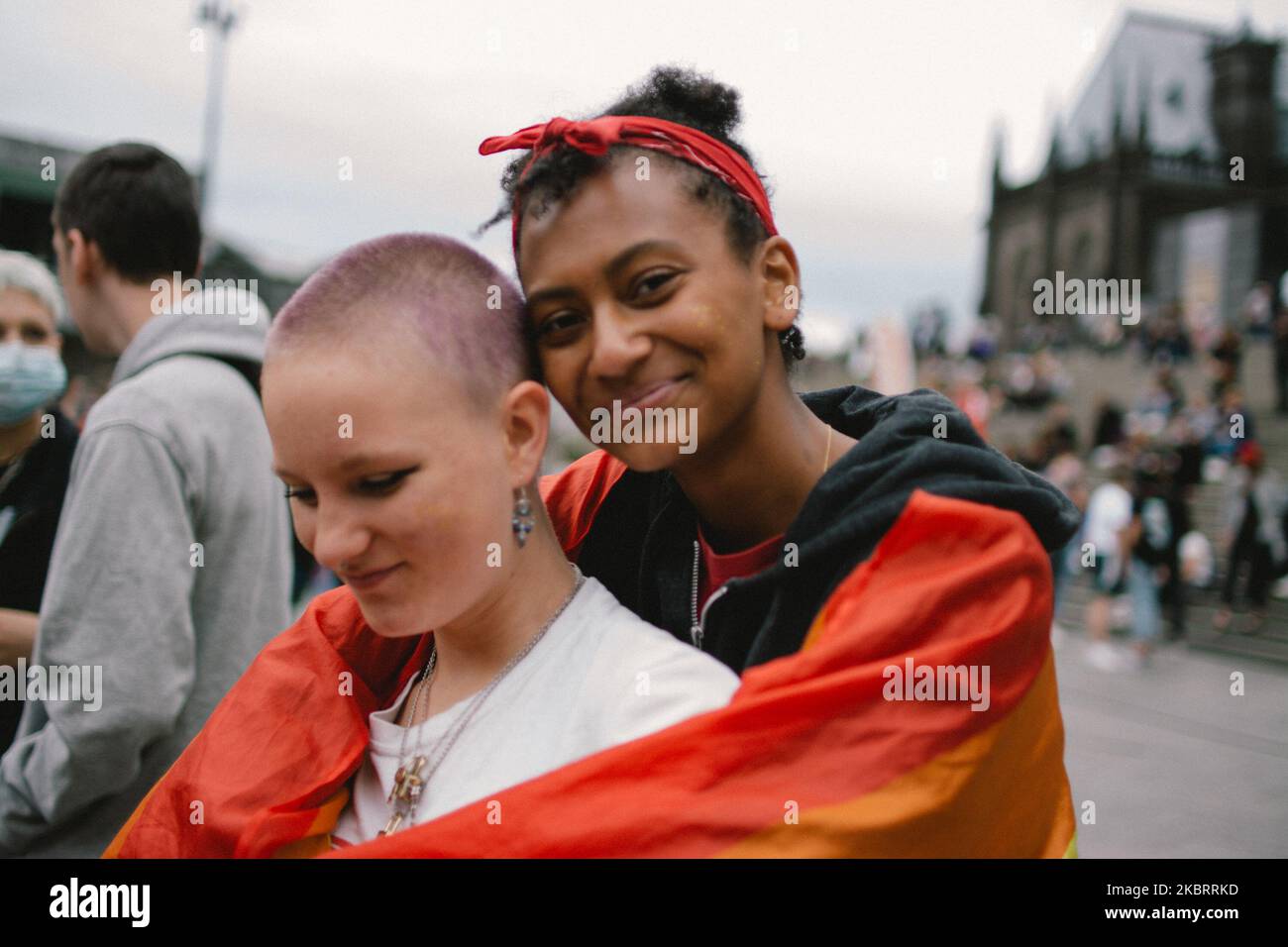 Participants of the ''Pride demo in Cologne'' parade through the city ...