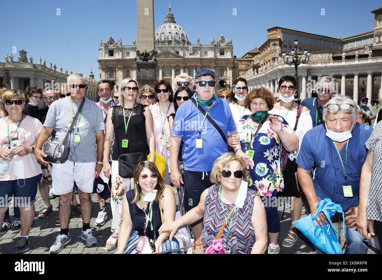 A group of pilgrims during the Pope Francis sunday Angelus at San ...