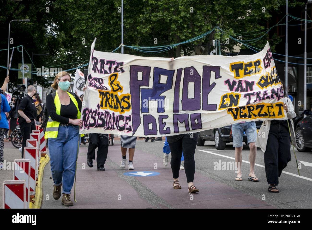 Pride demonstration and march downtown Utrecht, a semi large city in ...