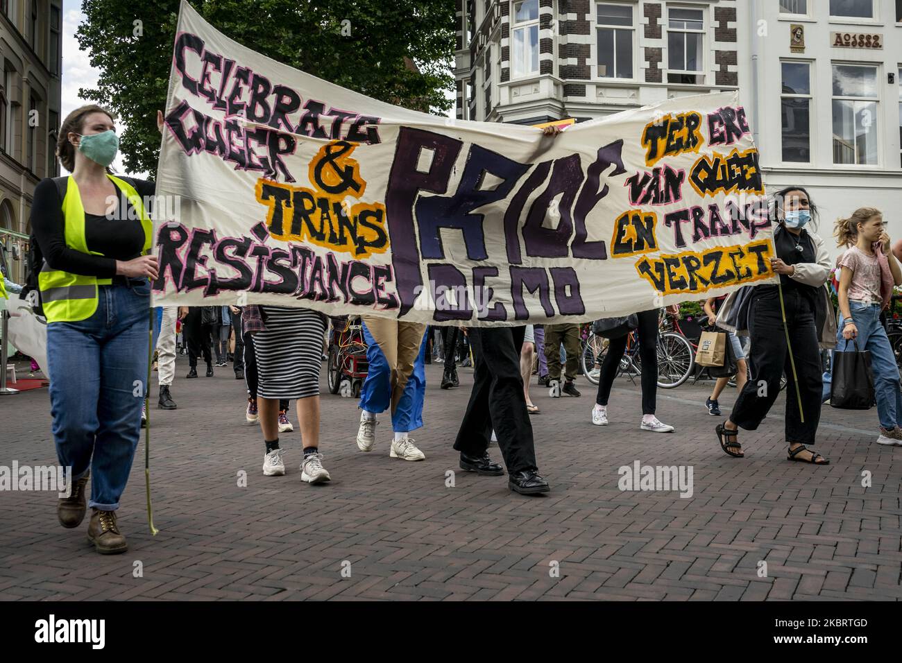Pride demonstration and march downtown Utrecht, a semi large city in ...