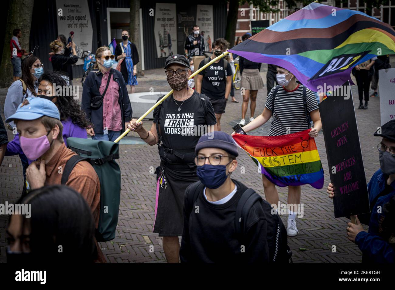 Pride demonstration and march downtown Utrecht, a semi large city in ...