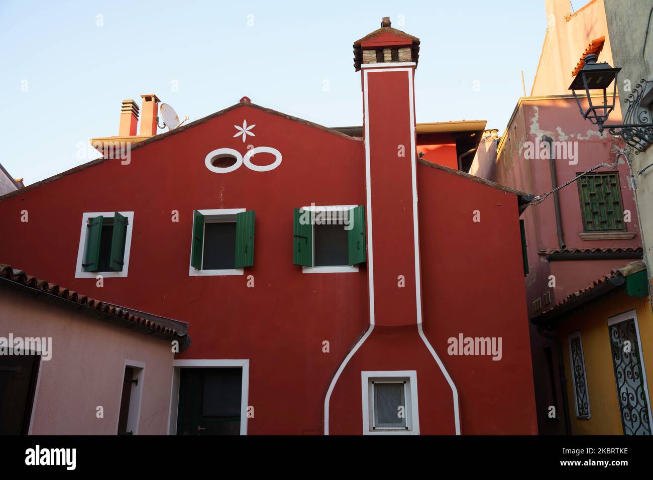 Typical colorful houses of Caorle, in Venice province, Veneto, Italy ...
