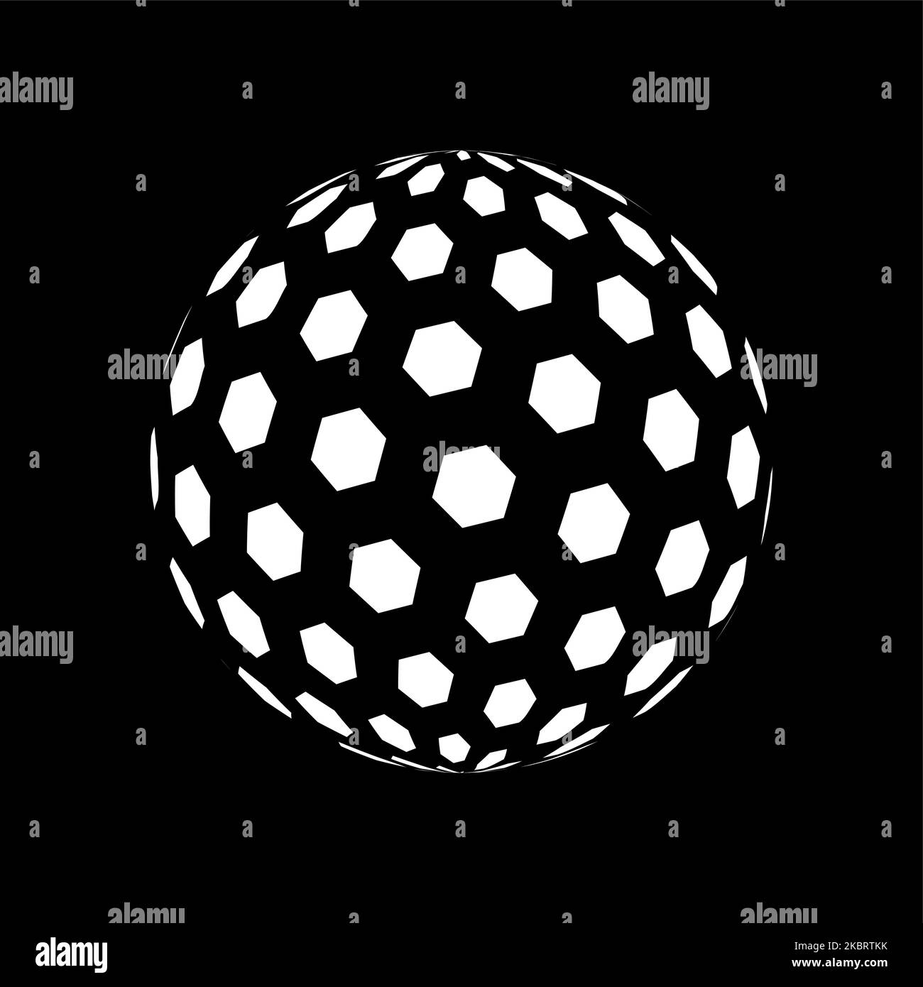 Abstract Sphere Element with Hexagon Pattern Envelope Isolated on Black Background Stock Vector ...