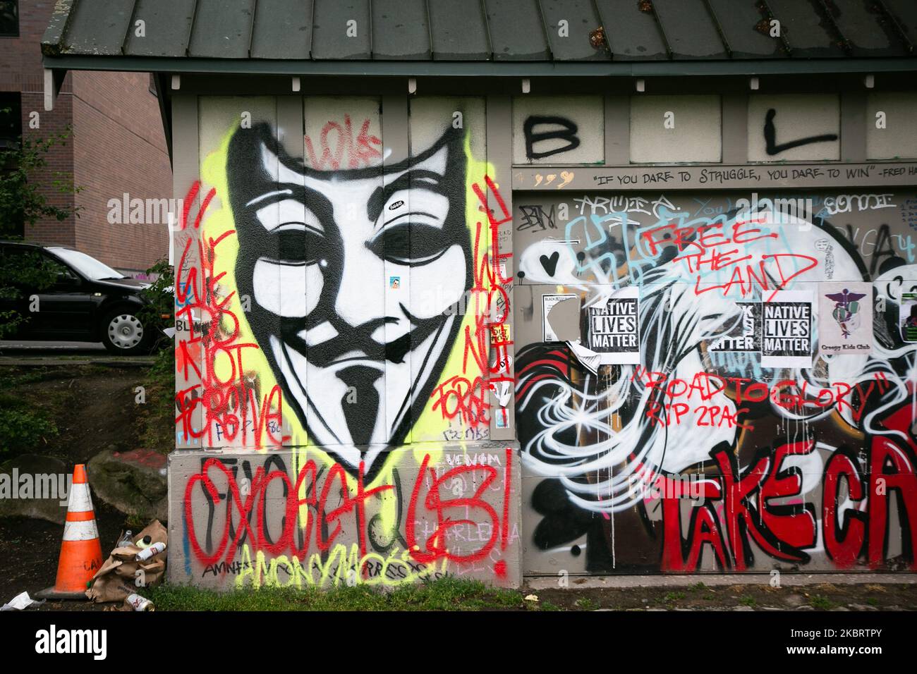 A graffiti in the area known as the Capitol Hill Organized Protest ...