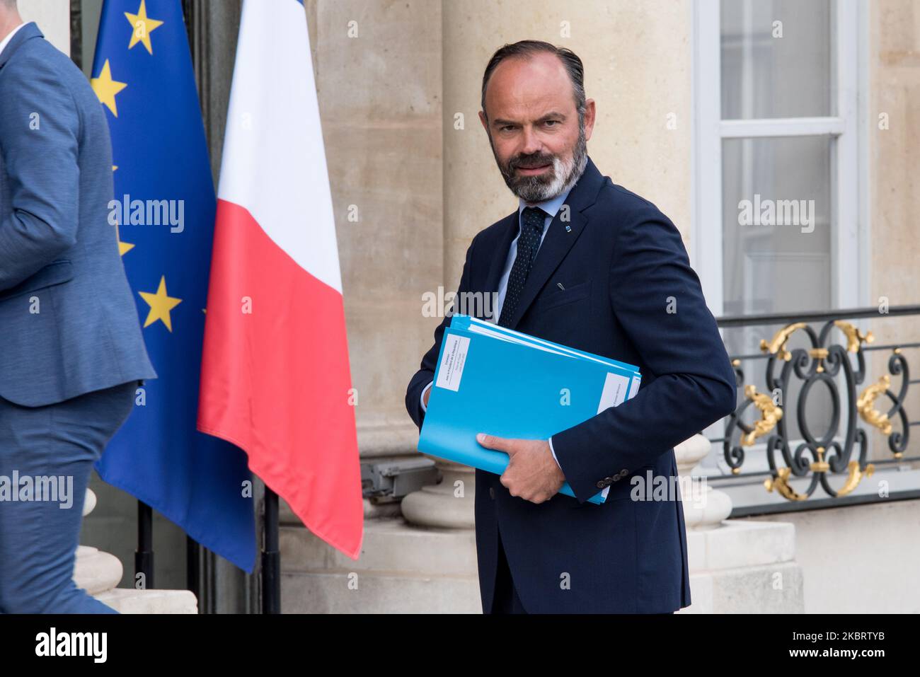 French Prime Minister Edouard Philippe, at the Elysée for the meeting ...