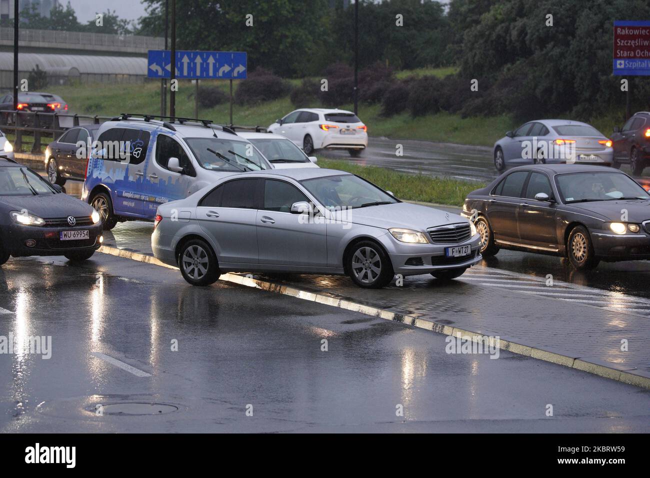 Flooding over a road in heavy rain hi-res stock photography and images ...