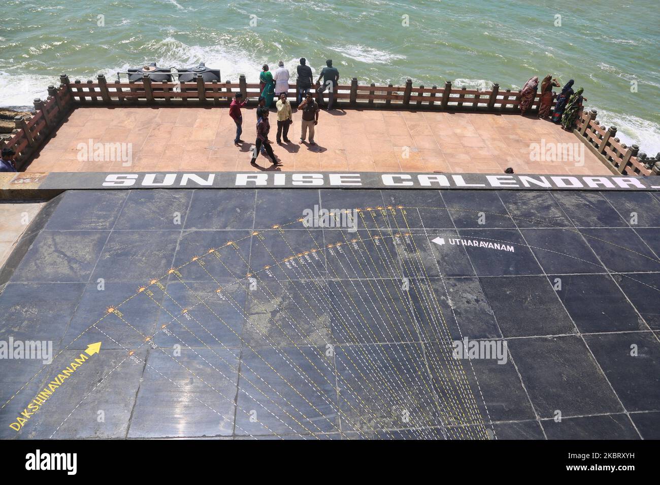 Hindu sunrise calendar seen at the Vivekananda Rock Memorial Temple in ...