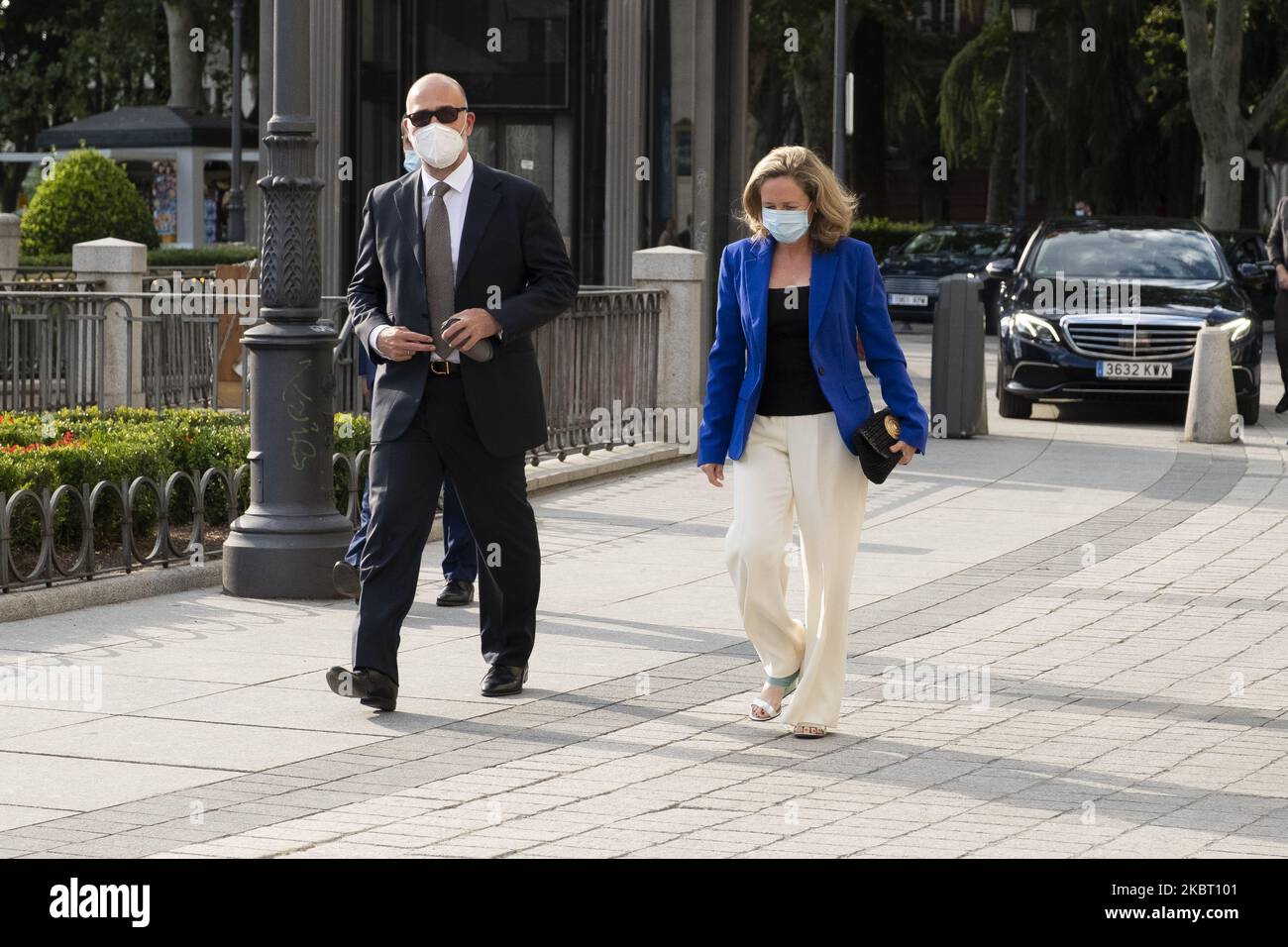 Nadia Calviño arrives at Royal Opera House to attend the premiere of ...