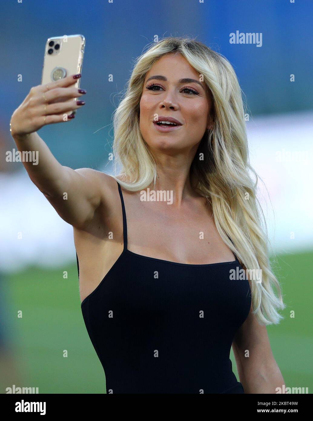 Diletta Leotta, DAZN television presenter taking a selfie during the ...