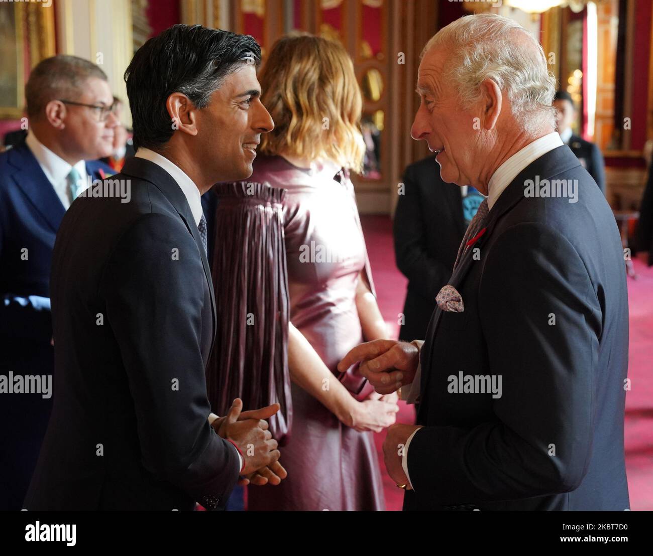 King Charles III speaks with Prime Minister Rishi Sunak, during a ...