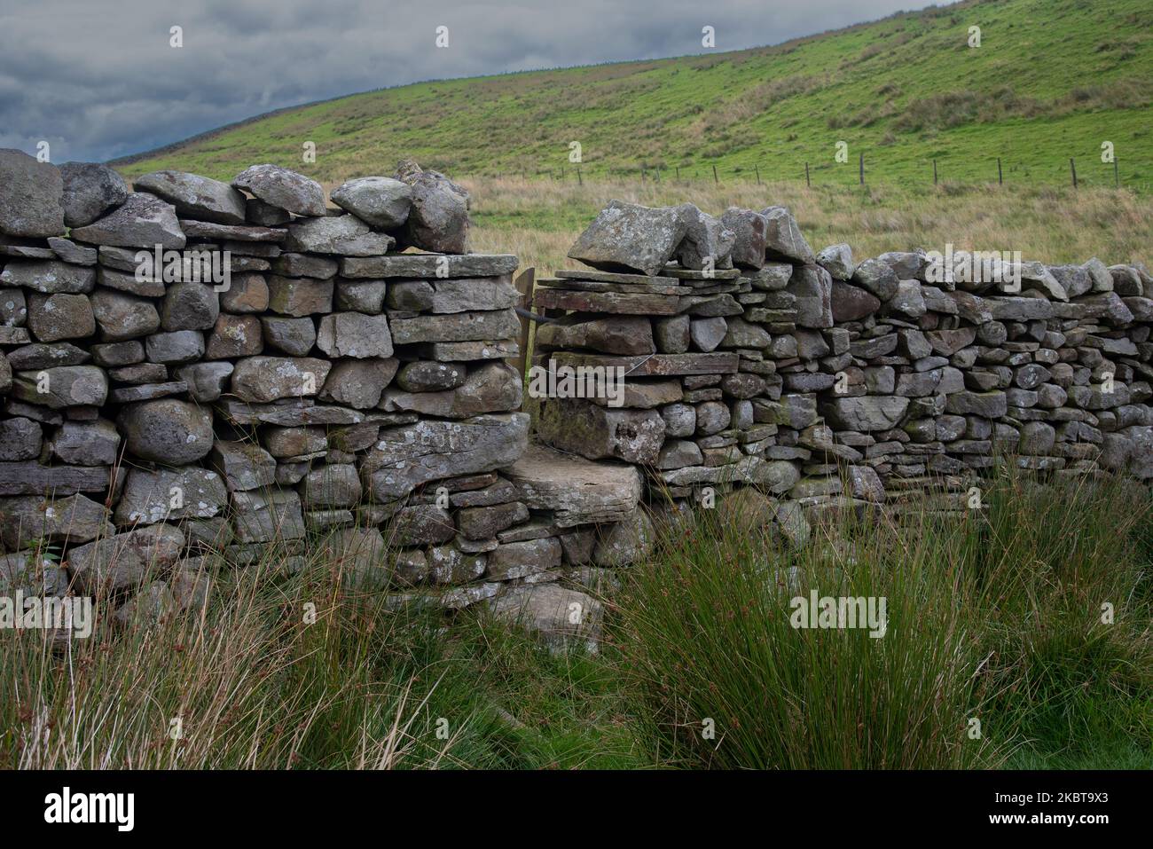 Stone stile on a hiking path in the Yorkshire Dales, England, UK Stock ...