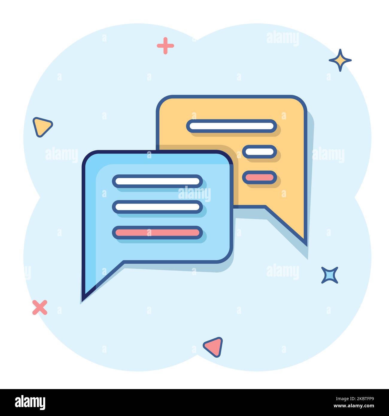 Speak chat sign icon in comic style. Speech bubbles cartoon vector ...