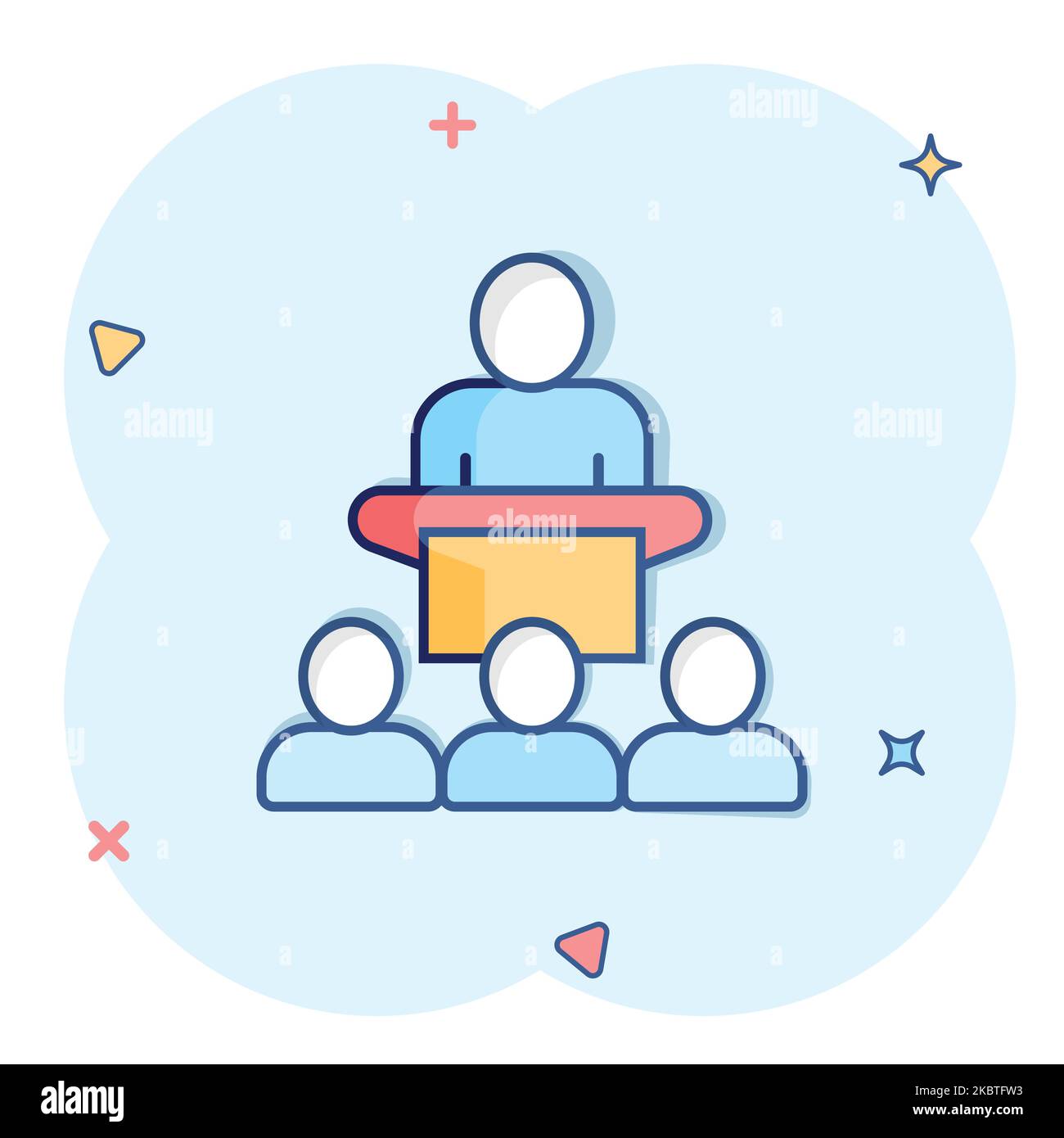 People on podium icon in comic style. Speaker cartoon vector ...