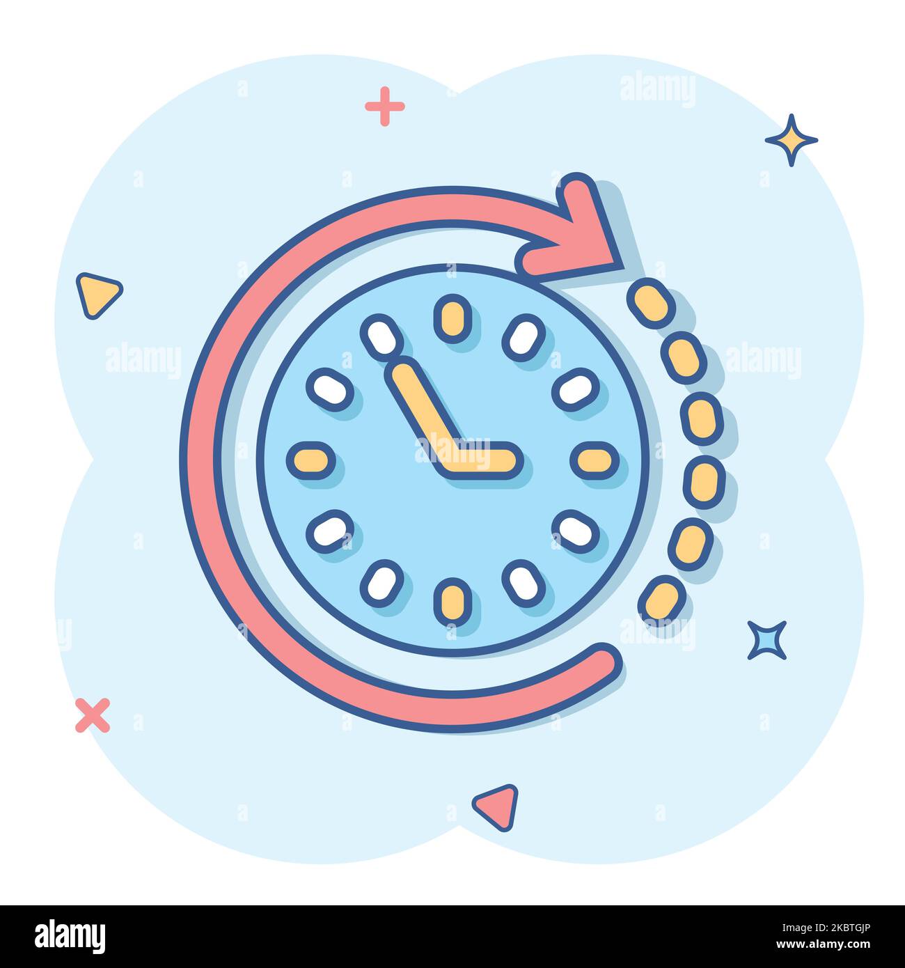 Clock icon in comic style. Watch cartoon vector illustration on white ...
