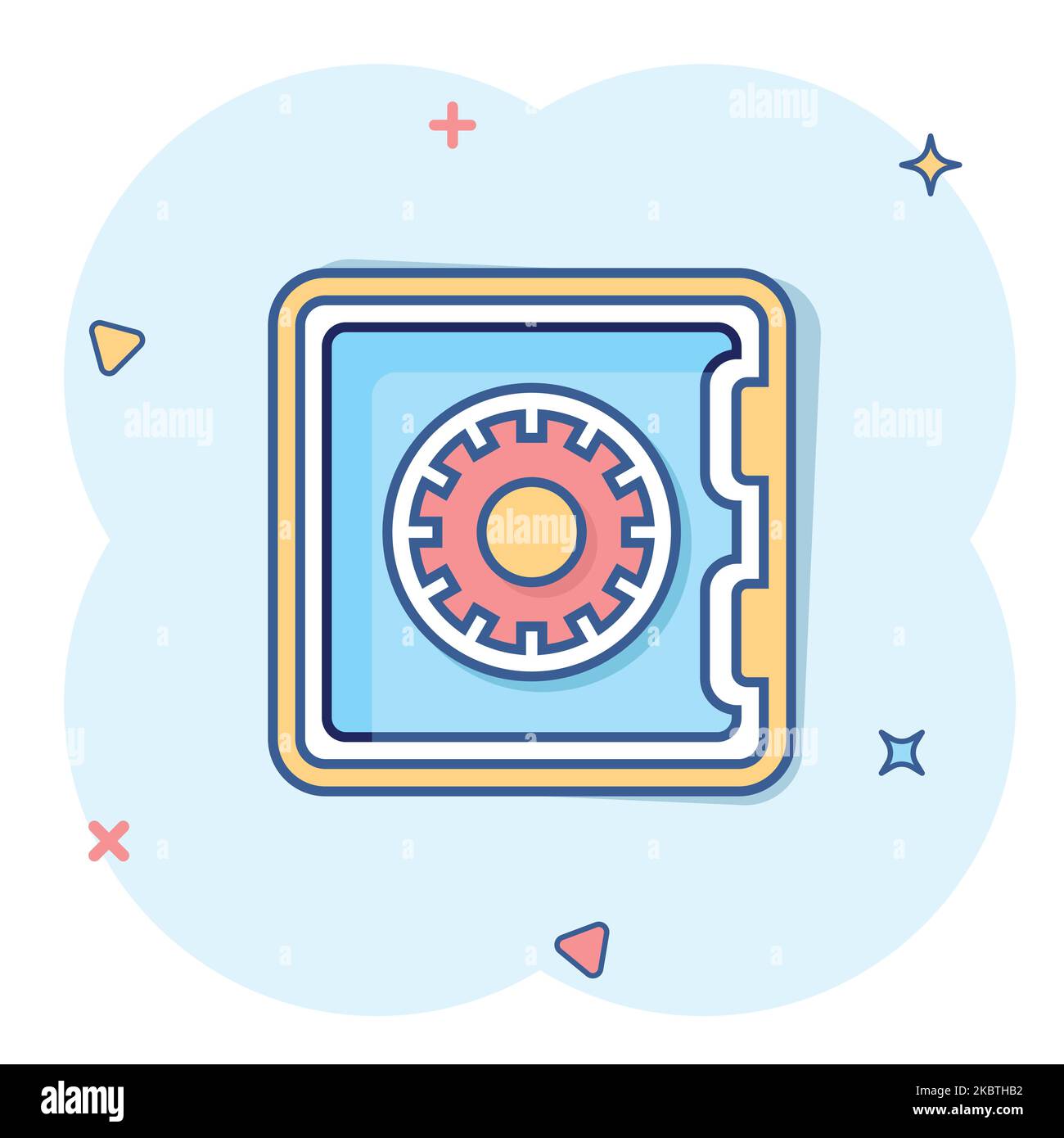 Safe money icon in comic style. Strongbox cartoon vector illustration ...