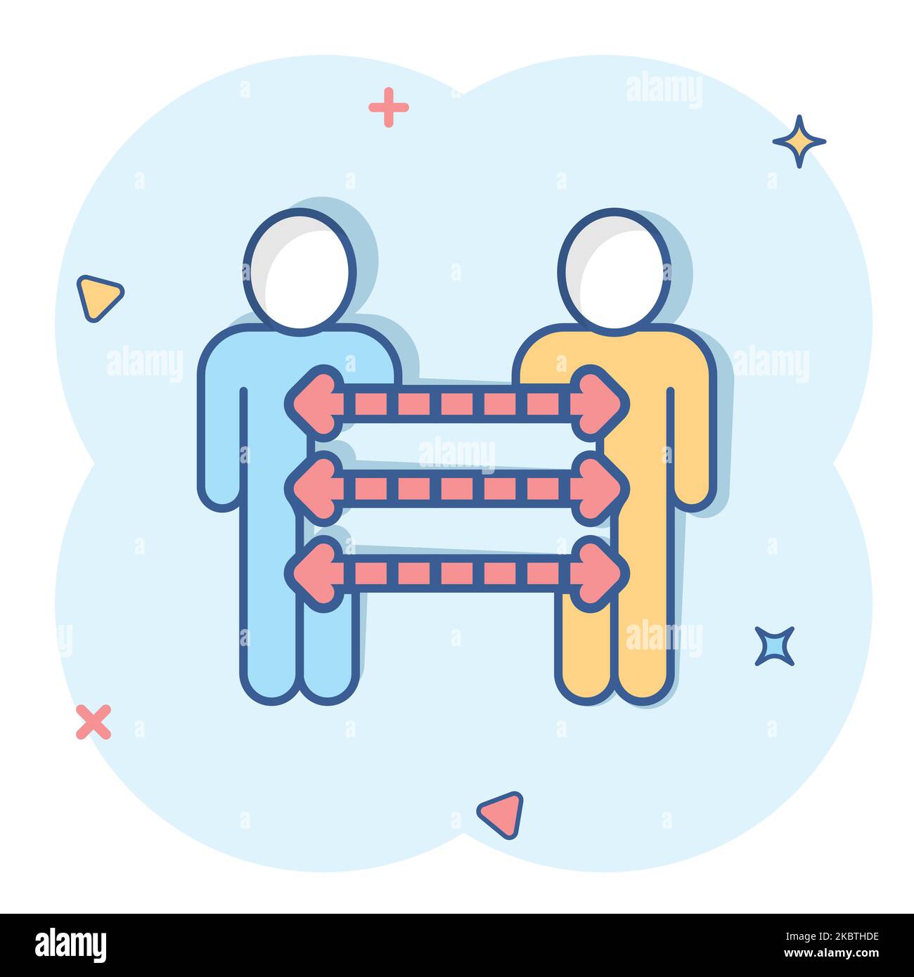 People referral icon in comic style. Business communication cartoon ...