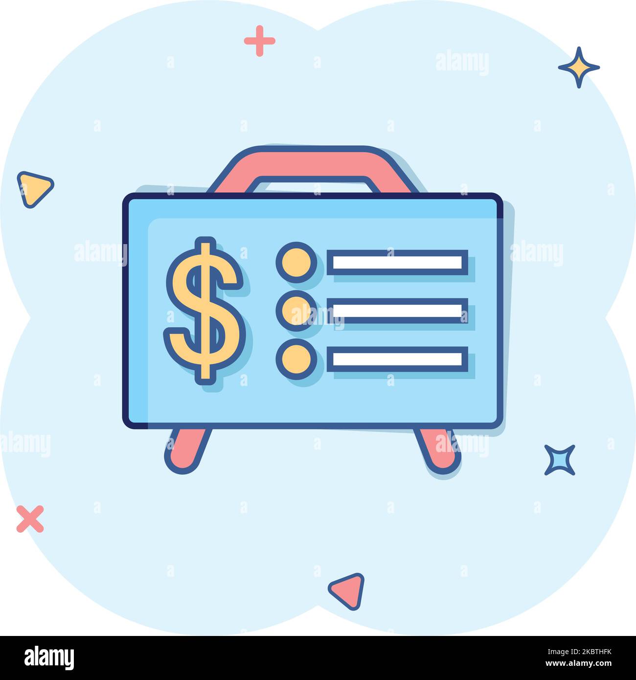Financial presentation icon in comic style. Money analysis cartoon ...