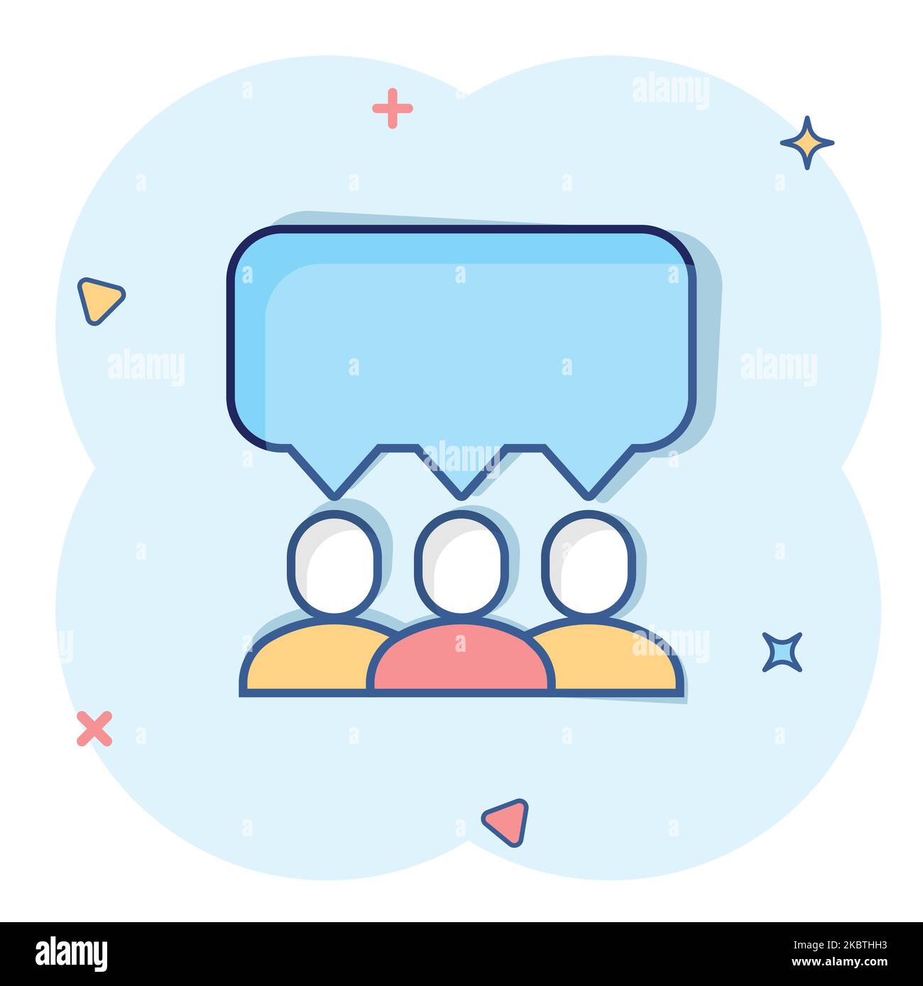 People with speech bubble icon in comic style. Chat cartoon vector ...