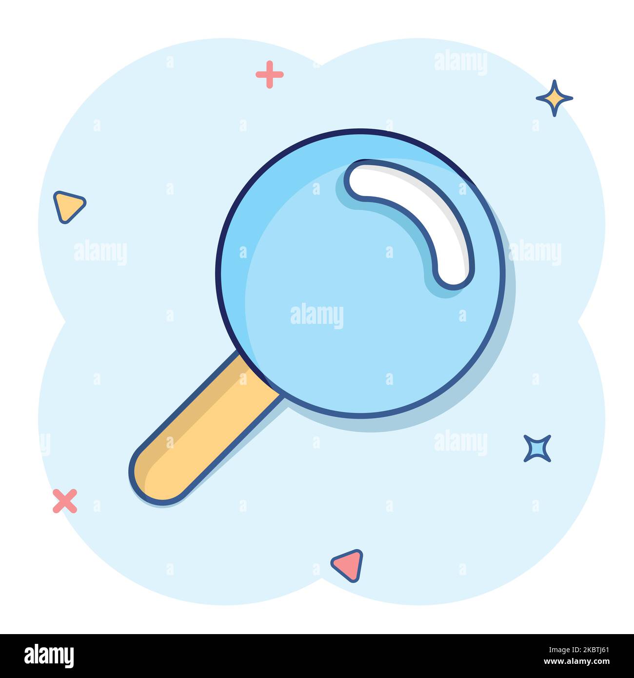 Loupe sign icon in comic style. Magnifier cartoon vector illustration ...
