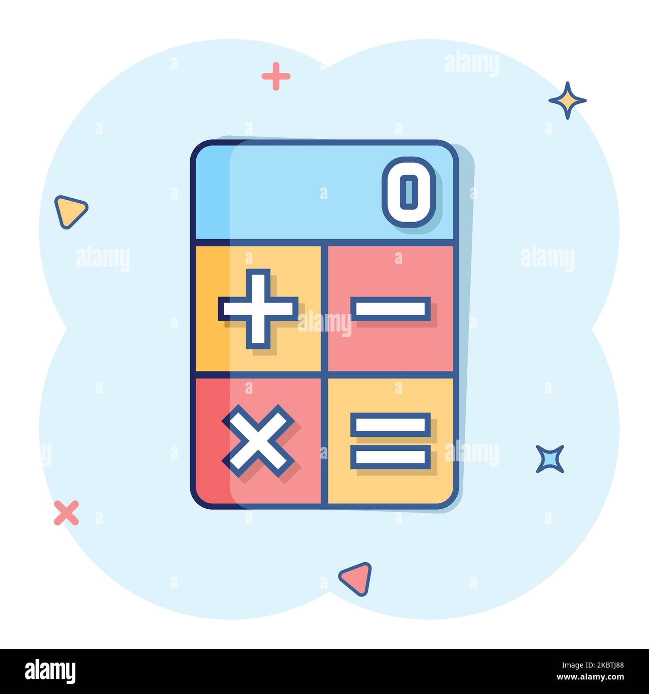 Calculator icon in comic style. Calculate cartoon vector illustration ...