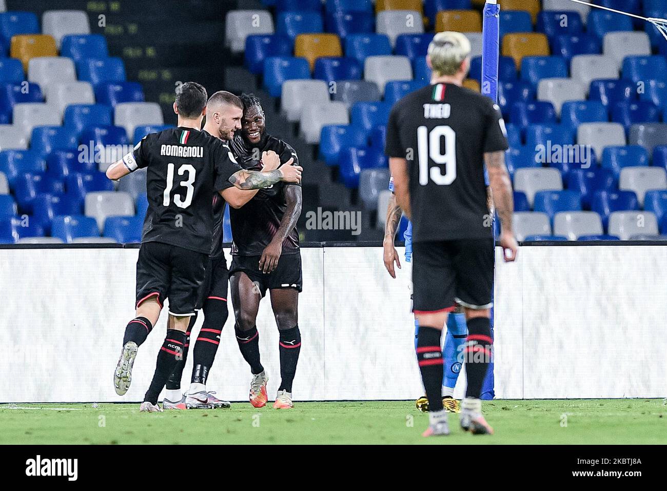 Franck Kessie of AC Milan celebrates scoring second goal during the ...