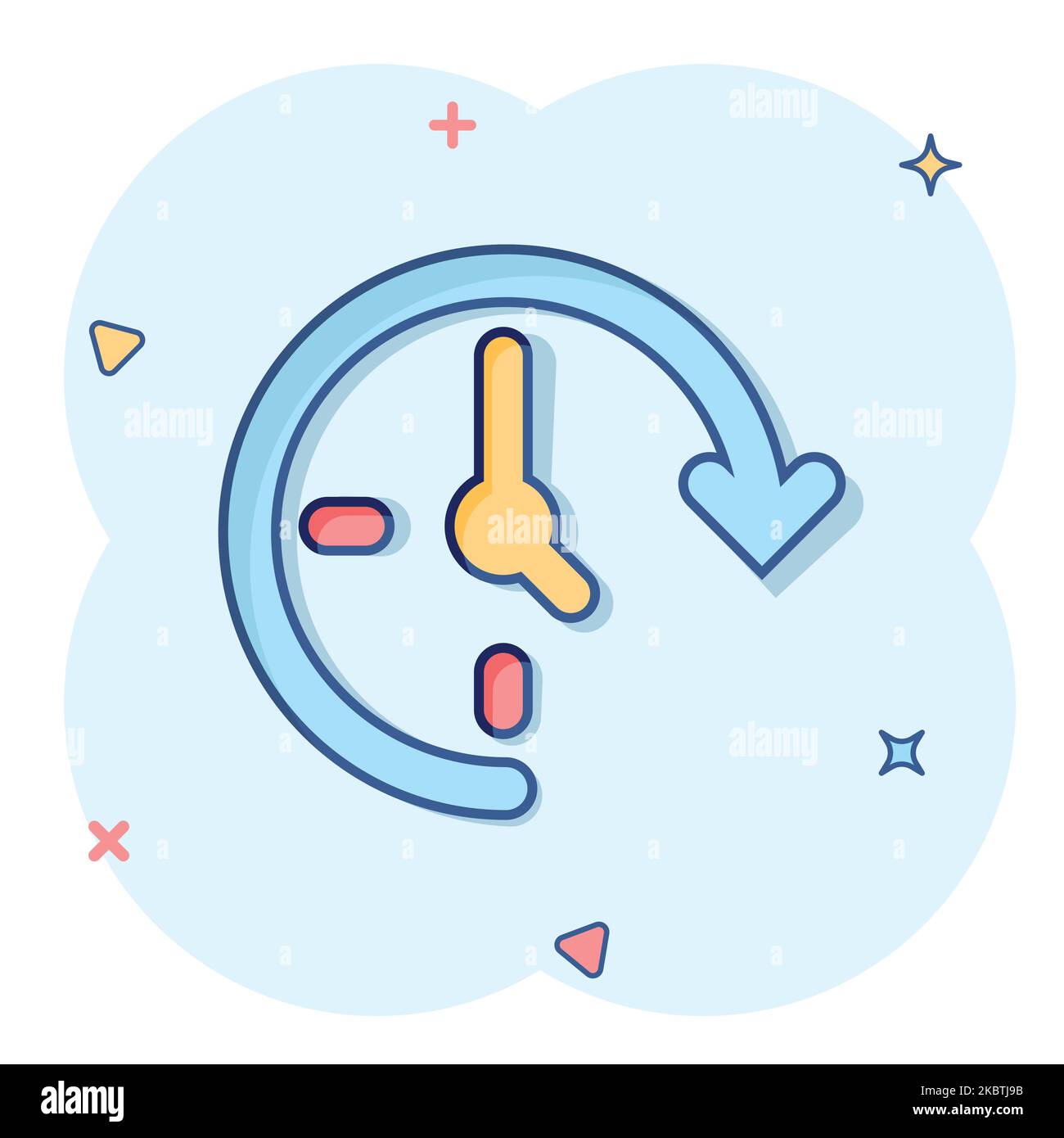 Clock icon in comic style. Watch cartoon vector illustration on white ...