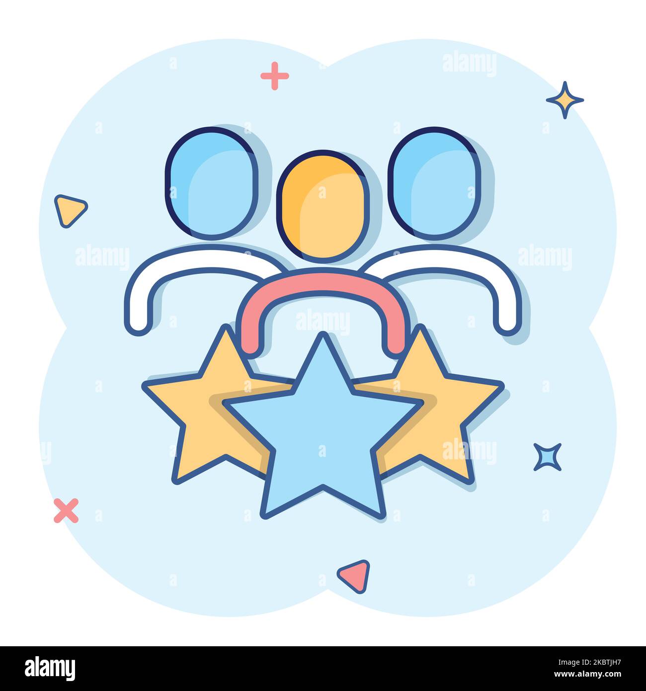 People with stars icon in comic style. Businessman rating cartoon ...