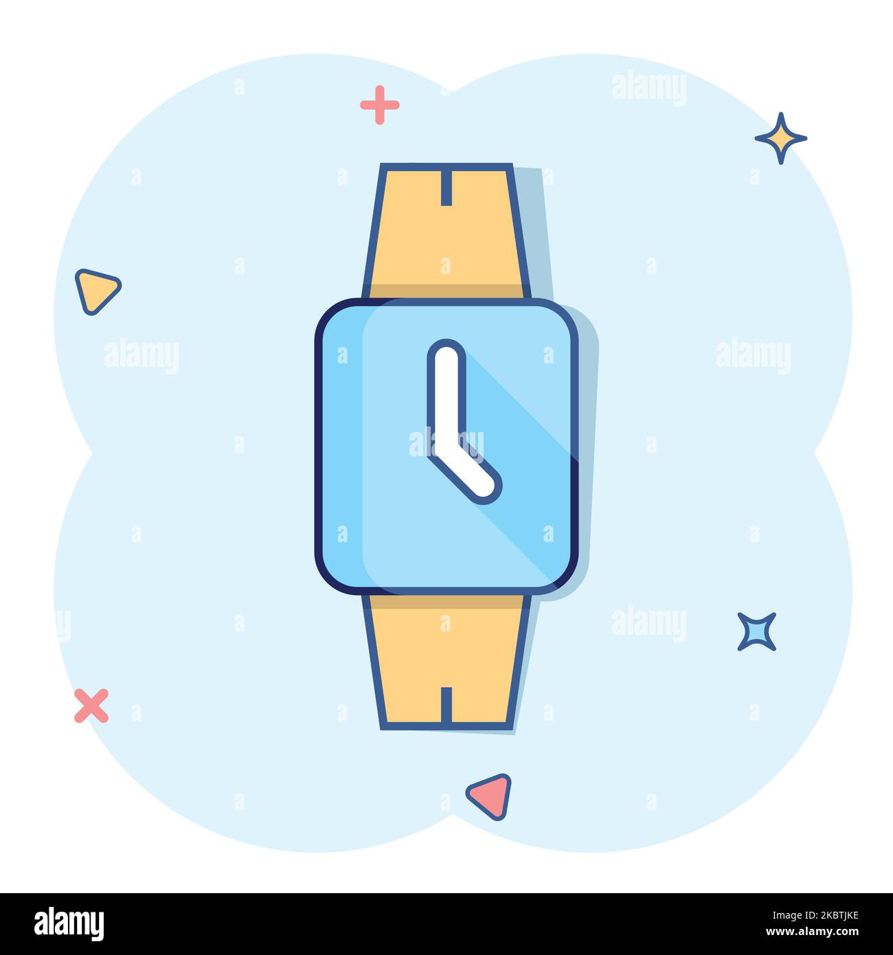 Wrist watch icon in comic style. Hand clock cartoon vector illustration ...