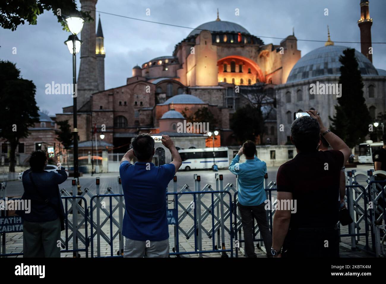 Turkish citizens take videos of the azan of Morocco from the Aya Sofia ...