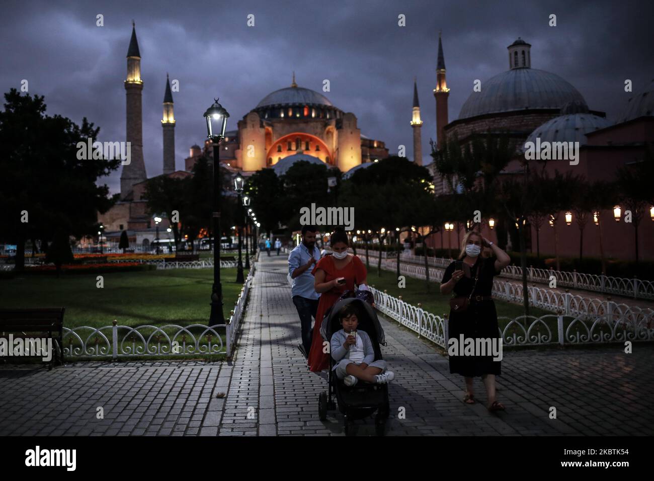 Turkish citizens take videos of the azan of Morocco from the Aya Sofia ...