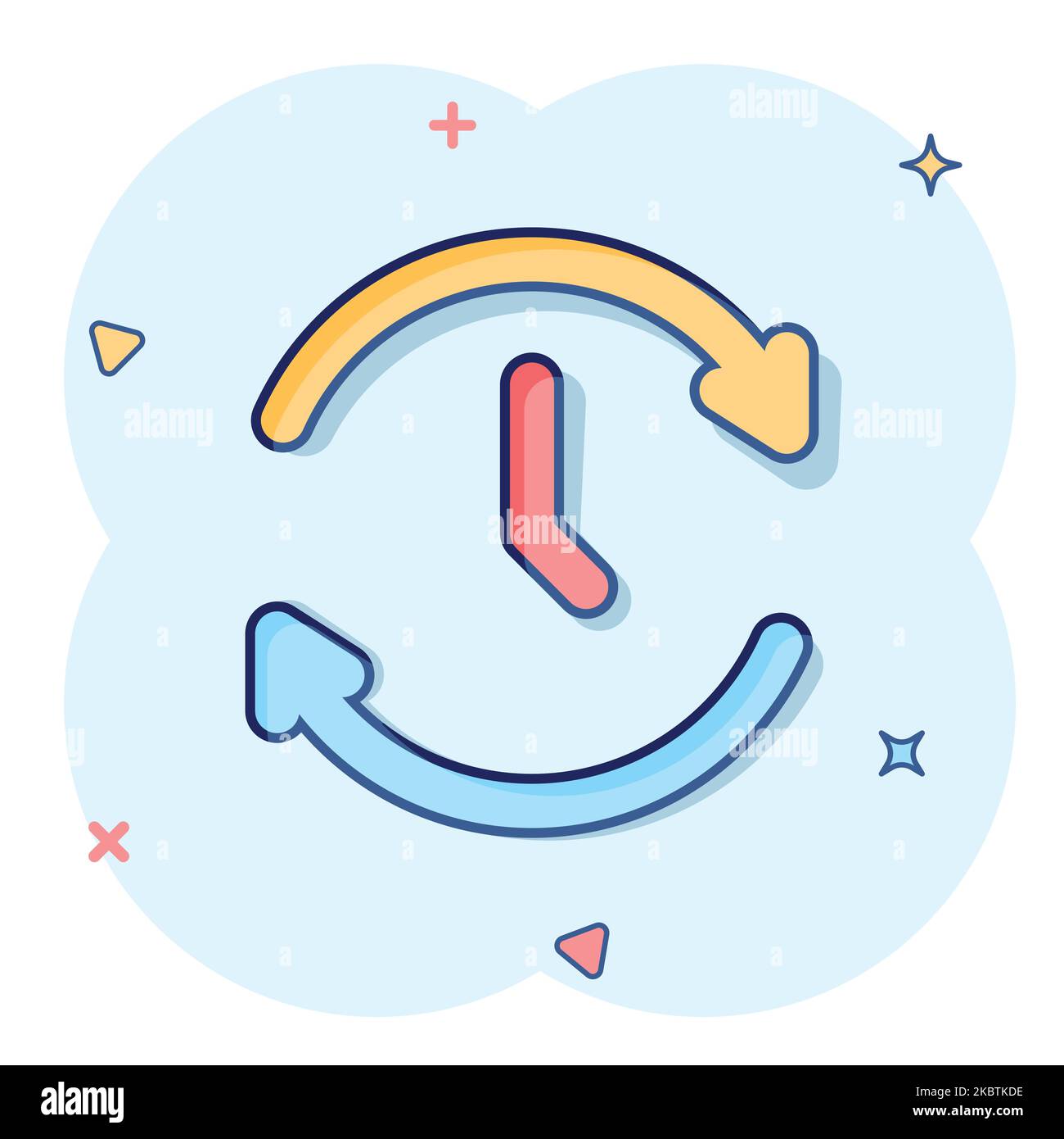 Clock icon in comic style. Watch cartoon vector illustration on white ...