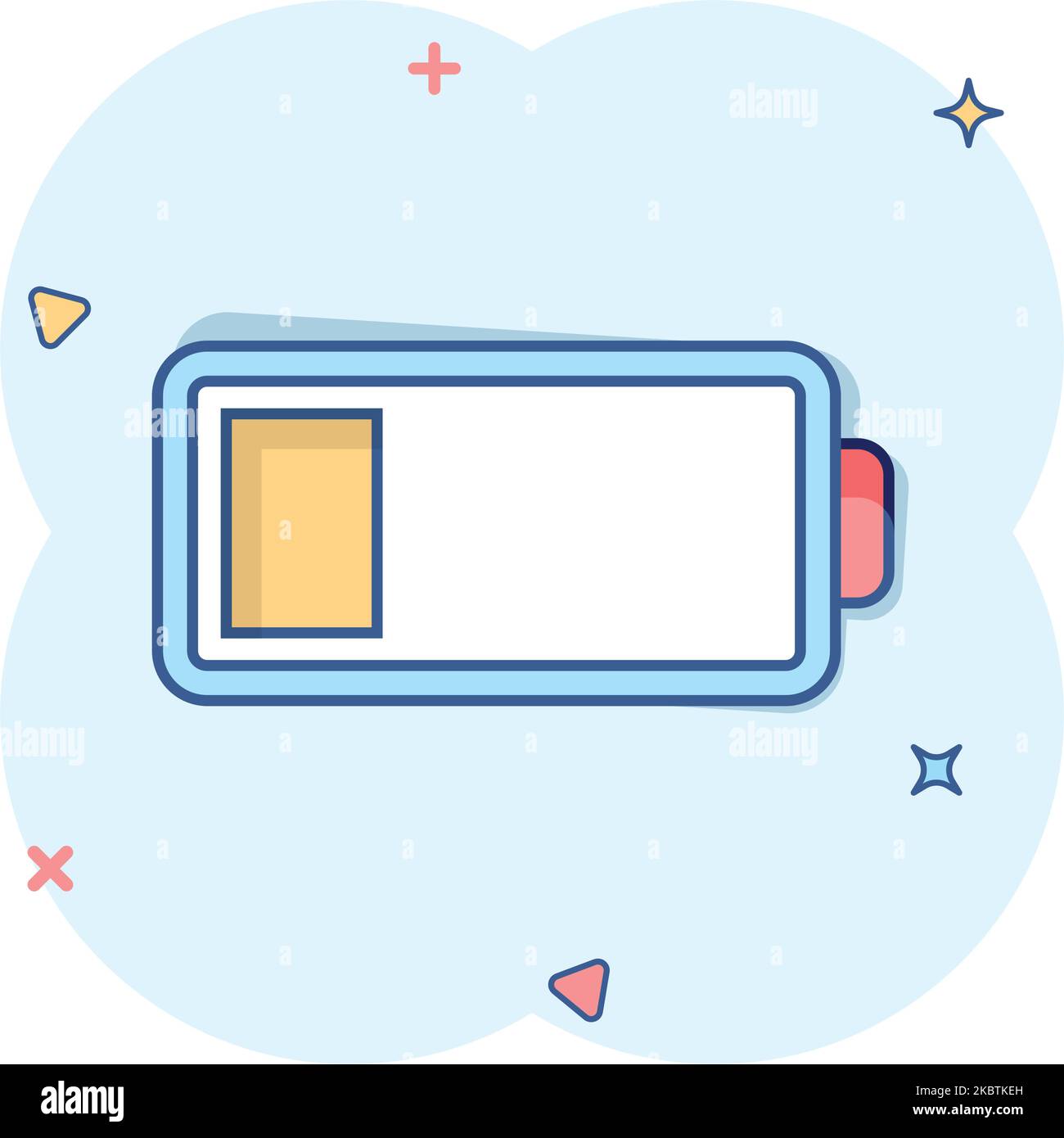 Battery charge icon in comic style. Power level cartoon vector ...