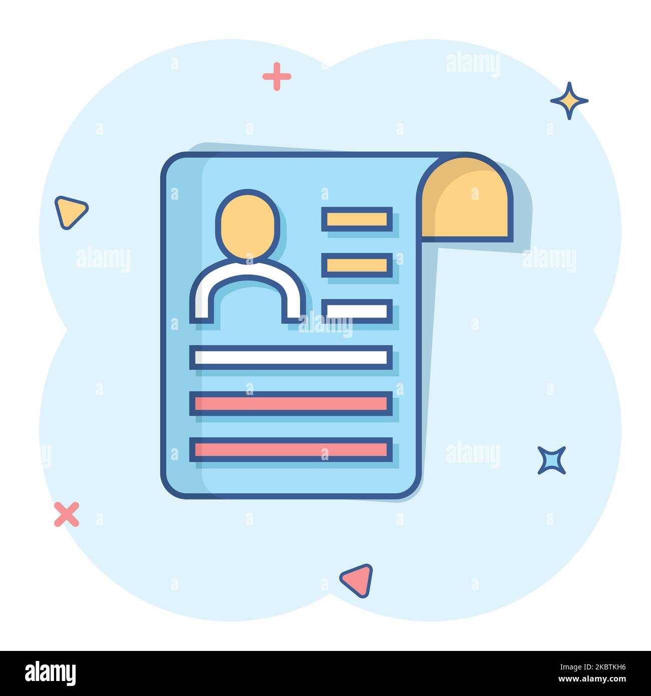 Resume icon in comic style. Contract document cartoon vector ...