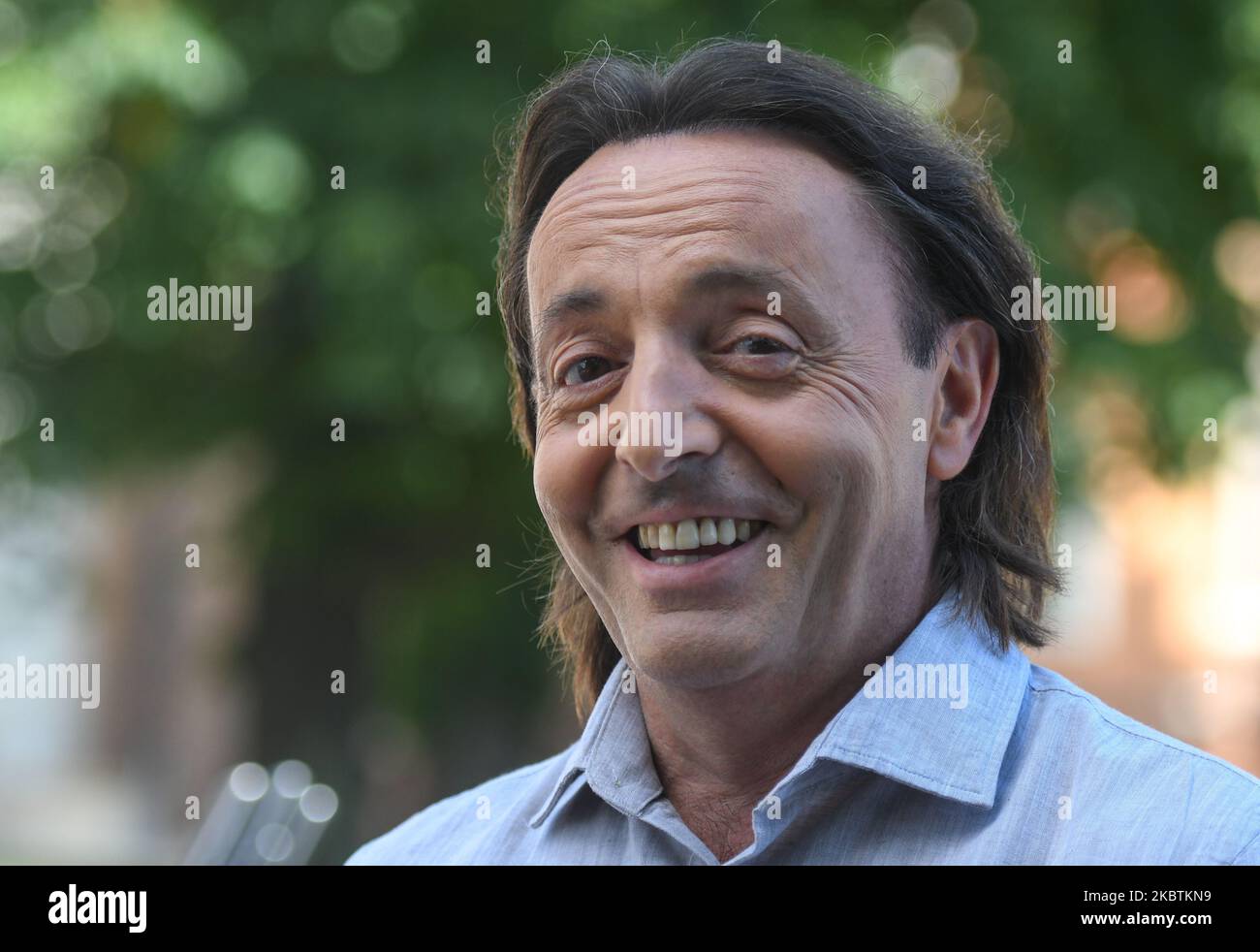 Judge Michel Moran poses for photos during the break in recordings for ...