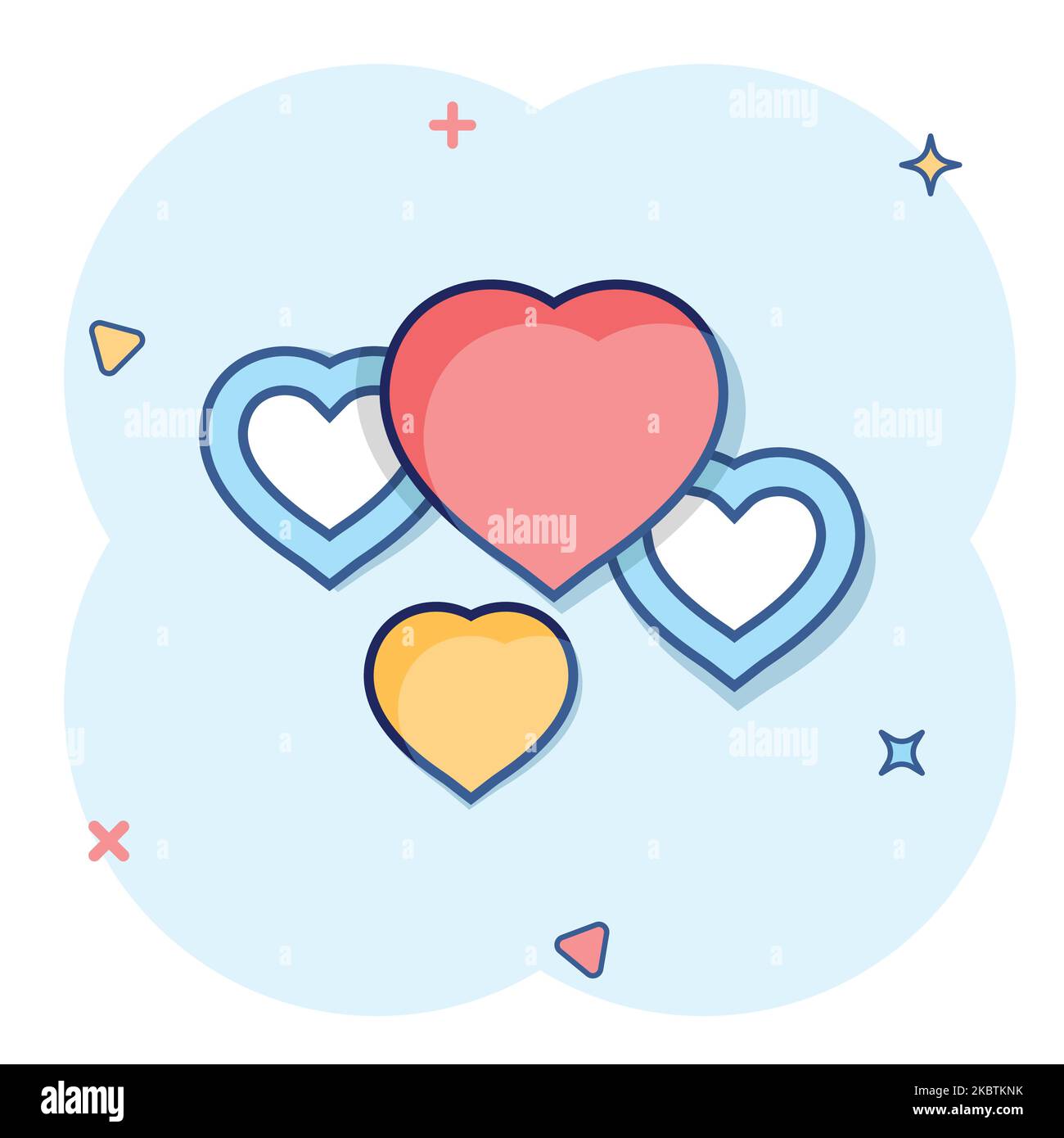 Heart icon in comic style. Love cartoon vector illustration on white ...