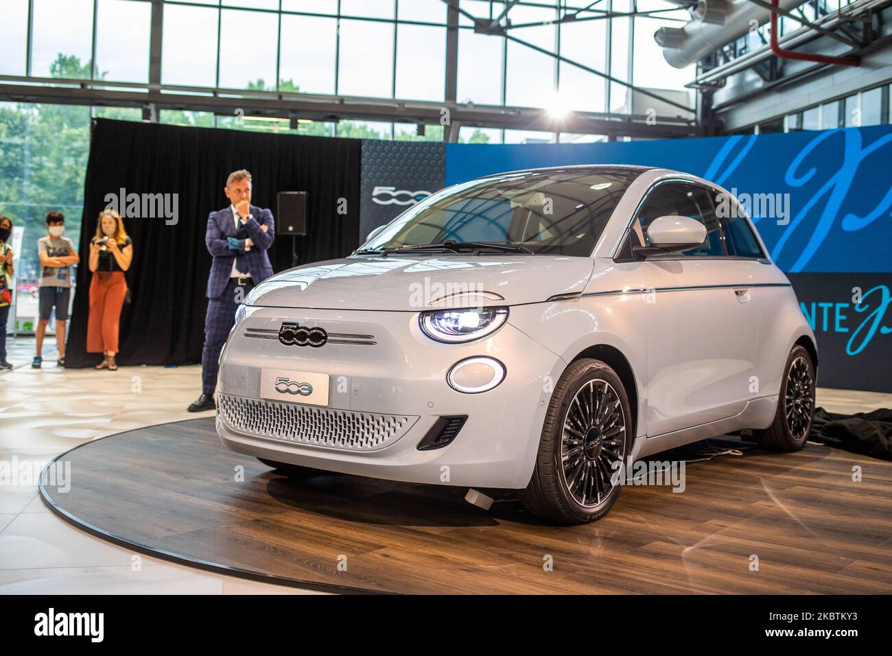 General view of the Fiat 500 E during preview of the Fiat 500 Elettrica ...