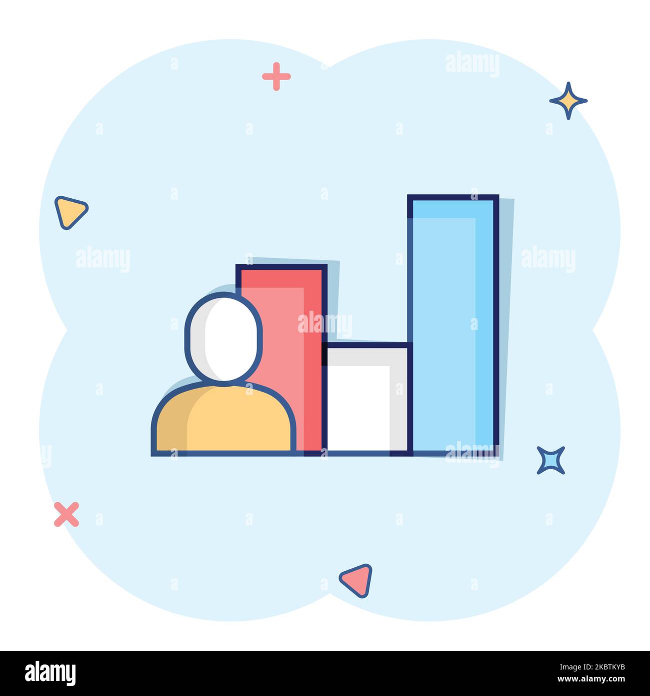 People with growth icon in comic style. Work strategy cartoon vector ...