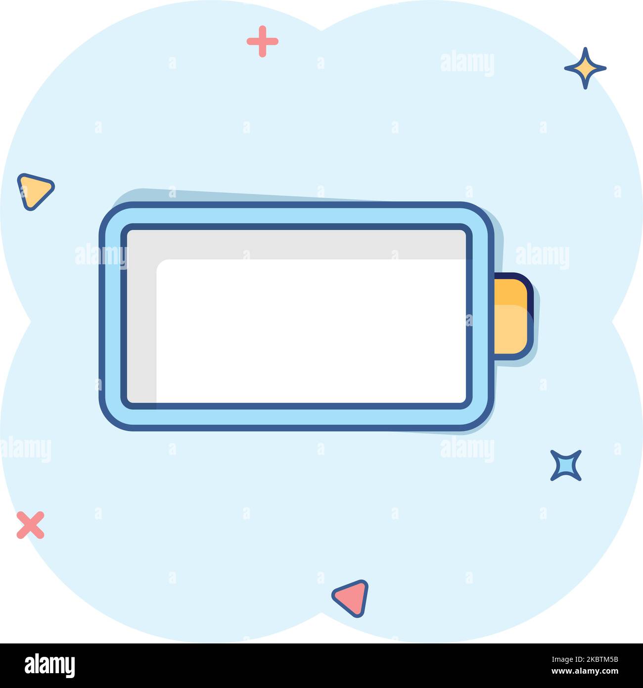 Battery charge icon in comic style. Power level cartoon vector ...