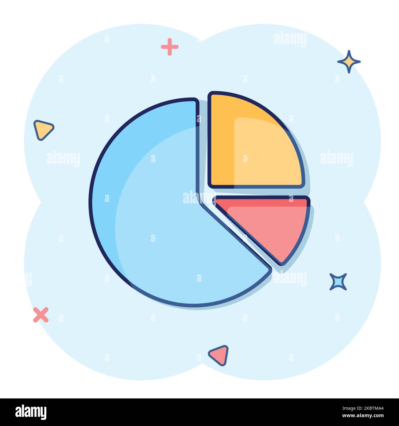 Chart icon in comic style. Diagram cartoon vector illustration on white ...