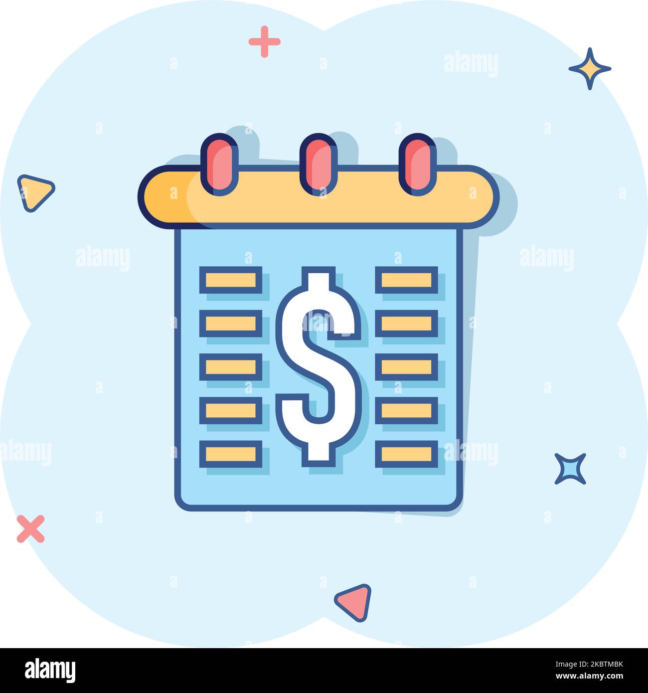 Calendar with money icon in comic style. Payment schedule cartoon ...