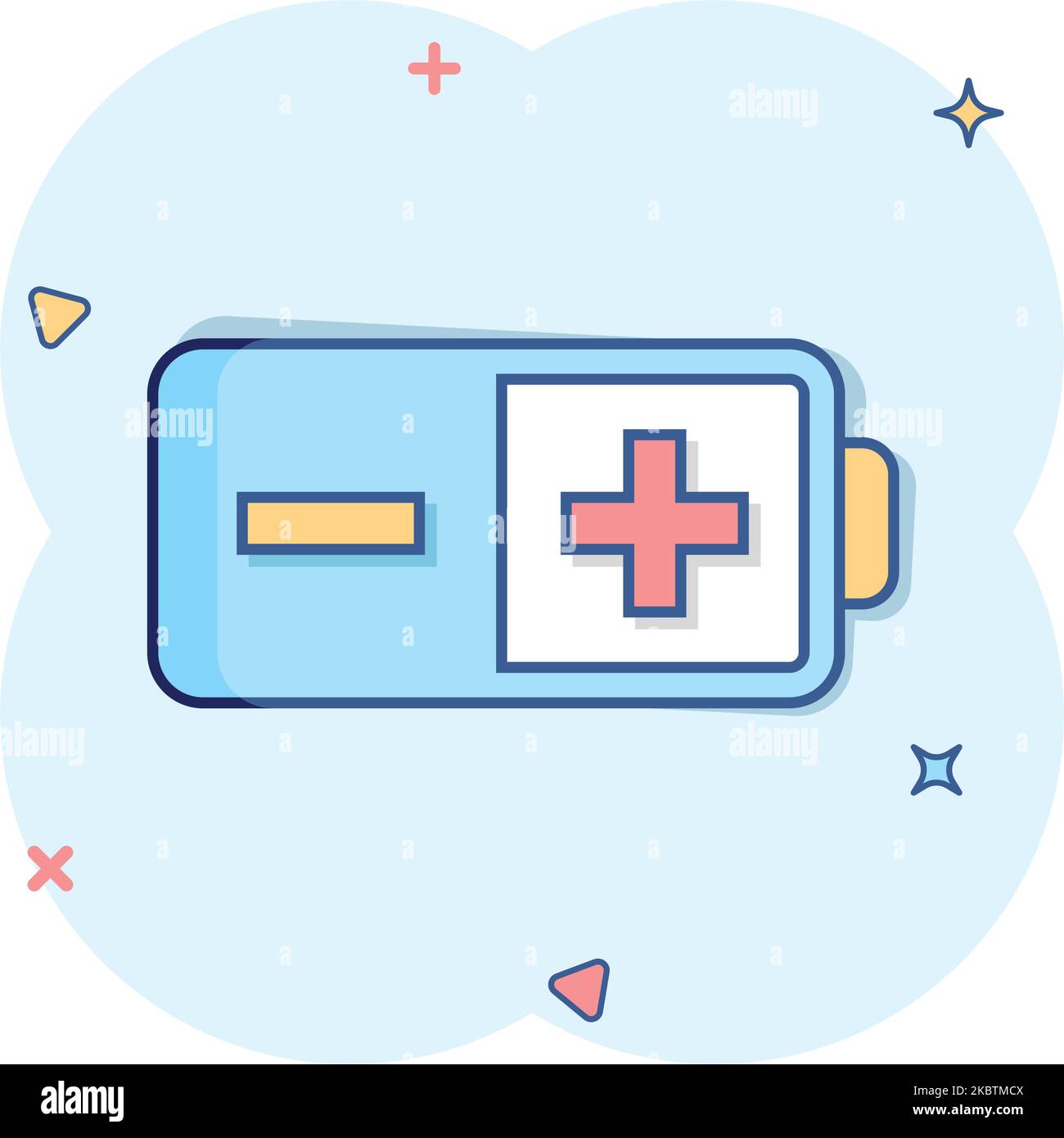 Battery charge icon in comic style. Power level cartoon vector ...