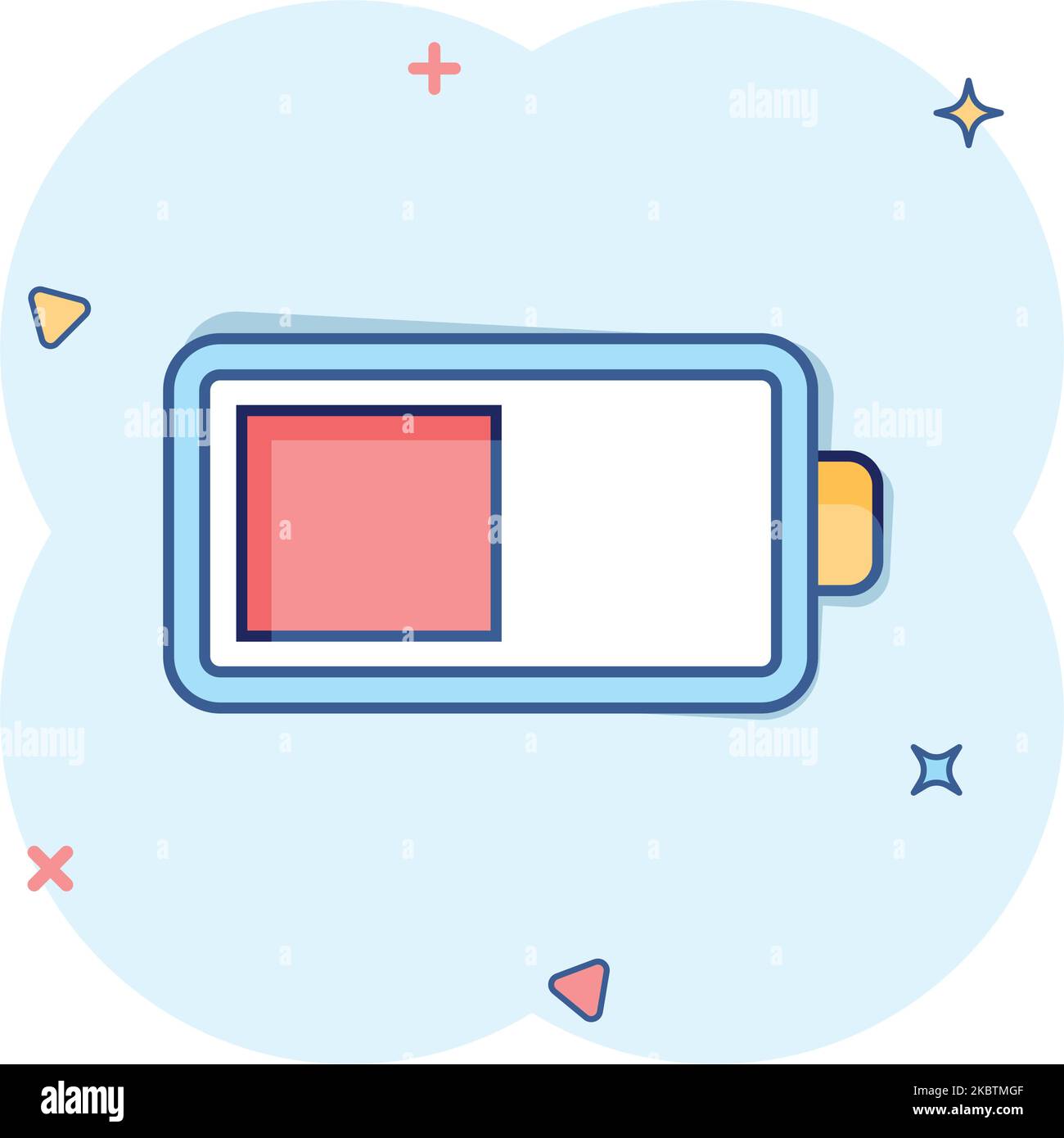 Battery charge icon in comic style. Power level cartoon vector ...