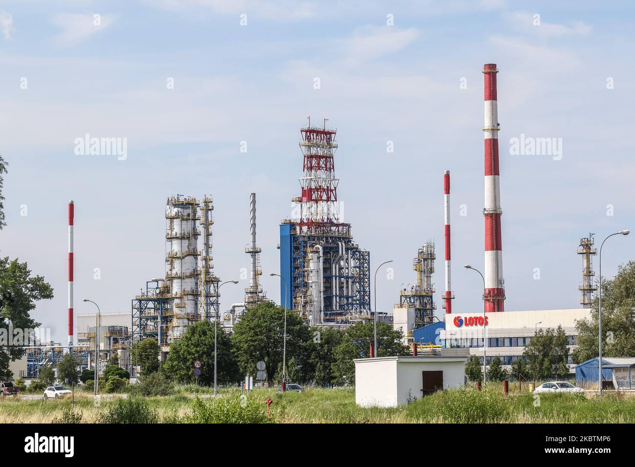 Lotos refinery installations and chimneys are seen in Gdansk, Poland on ...