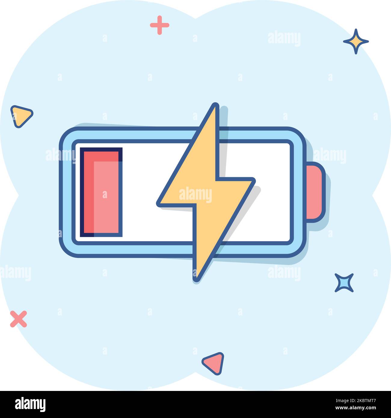Battery charge icon in comic style. Power level cartoon vector ...