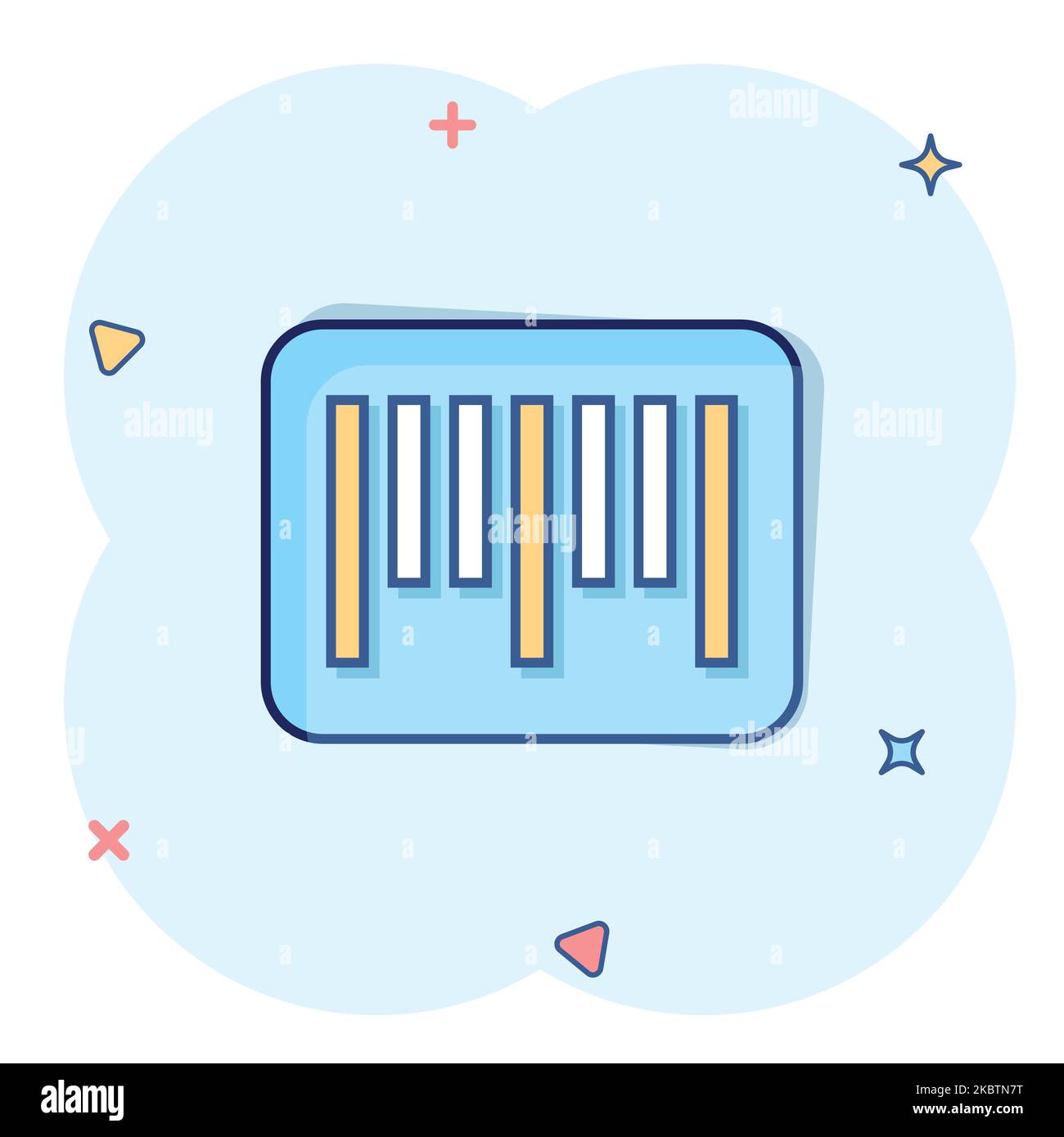 Barcode icon in comic style. Product distribution cartoon vector ...